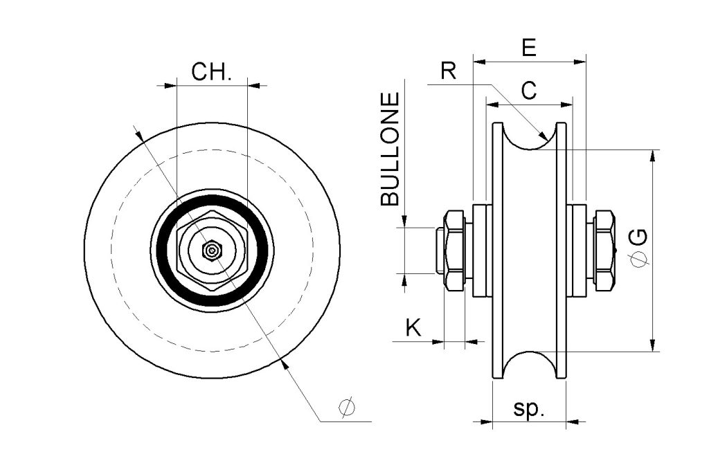 Double Bearing Sliding Gate wheels - Round groove | Om Automation